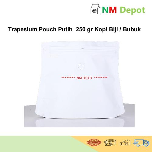 Jual Kemasan Kopi Trapesium Putih Packaging wide standing pouch 250 gr ...