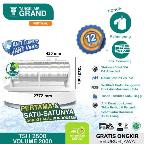 Jual Tandon Air /Toren Air /Tangki Air Stainless Grand TSH 2500 Anti ...