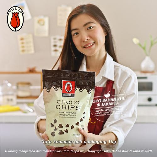 Jual Tulip DARK Chocolate Chip 1kg PACK ASLI Chocochips Cokelat Chips ...