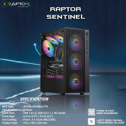 Jual Casing PC Raptor Sentinel With 3 RGB Fan - Kota Banjarmasin - Mega Surya Computer_NEW ...