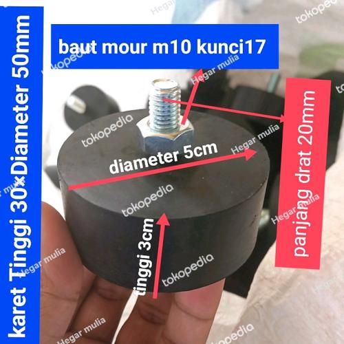 Jual KARET MOUNTING AC 50 × 30MM / 5×3CM BAUT 10MM ENGINE MONTING ...