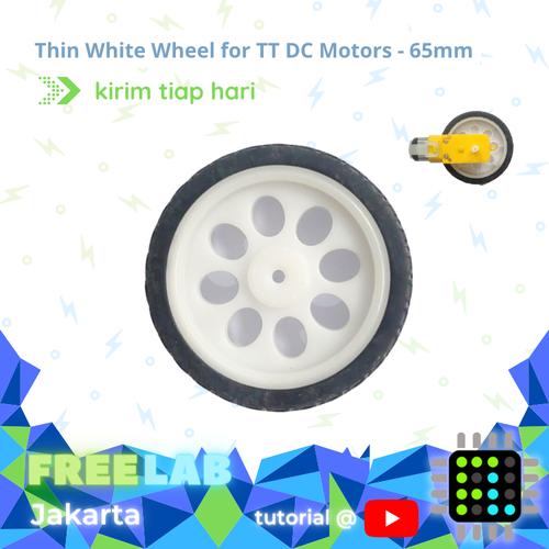 Jual Thin White Wheel for TT DC Gearbox Motors Roda Tipis 65mm Diameter ...