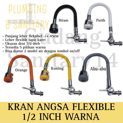 Jual Kran angsa tembok flexible warna drat 1/2 inch kran angsa cuci ...