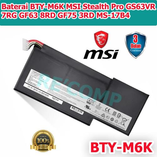 Jual Battery Baterai MSI GF63 GF63-8RC 8RD GF65 GF75 GS63VR GS73VR BTY ...