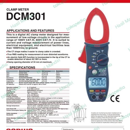 Jual Sanwa DCM301 Digital Clamp Meter Tang Ampere AC 1000 A Murah Ori ...