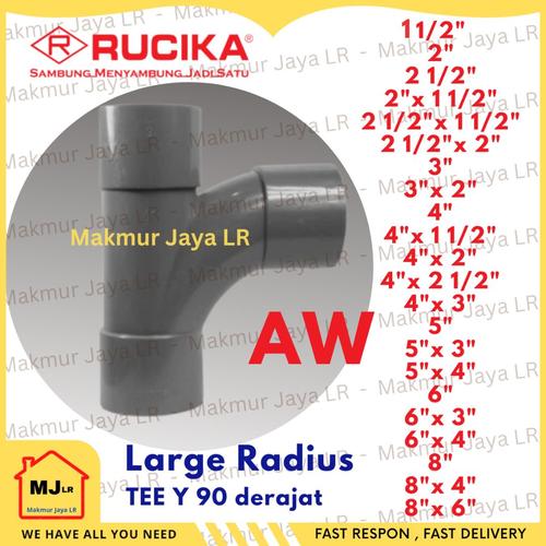 Jual Large Radius Tee Y RUCIKA AW 1 1/2 1,5 2 2,5 3 4 5 6 8 inch T way ...