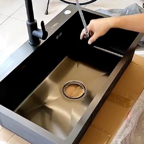 Jual Kitchen sink WINGS 7545 black + kran tarik - Jakarta Selatan ...