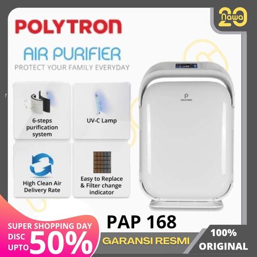 Jual POLYTRON AIR PURIFIER PAP 168 COVERAGE 60M2 HEPA FILTER WITH 6 ...