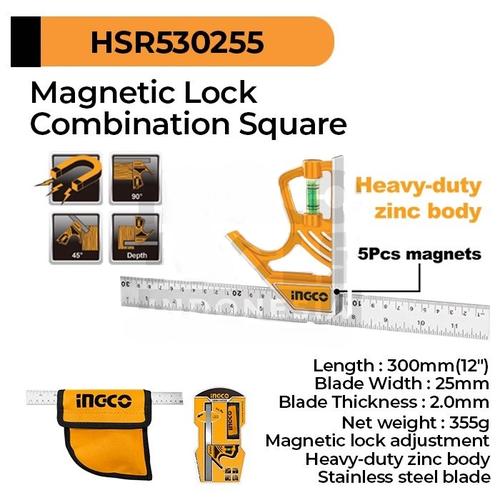 Jual Combination Square INGCO HSR530255 - Penggaris L Siku Tukang ...