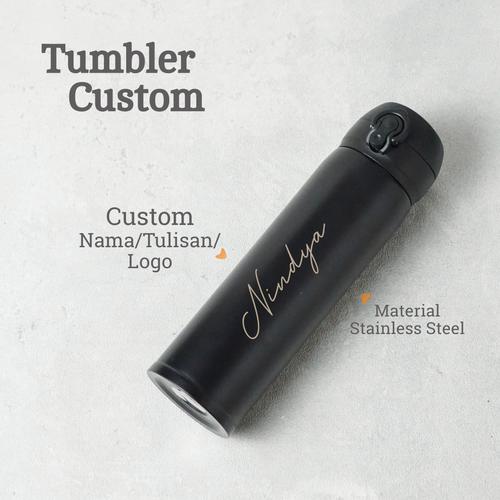 Promo Tumbler Stainless Custom Cetak Grafir Nama Tulisan Logo A - Hitam ...