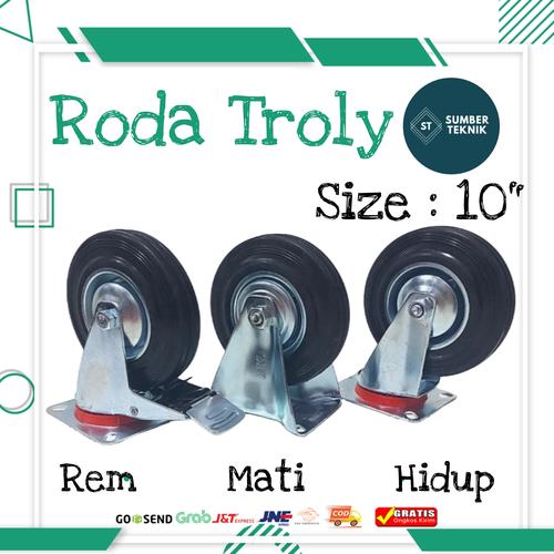 Jual Roda Troli Trolley Etalase Gerobak Karet 10 Inch Hidup Mati Rem 10" - Roda Mati - Kota ...
