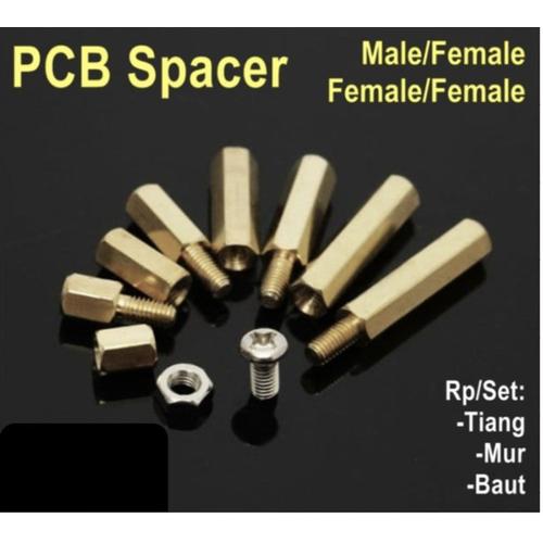 Jual 1Set Spacer Kuningan M3x4+6 M3 4mm 4 mm standoff pilar PCB + Nut ...