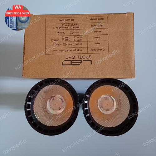 Jual lampu rel led spot light led 20w cahaya kuning body hitam dan ...