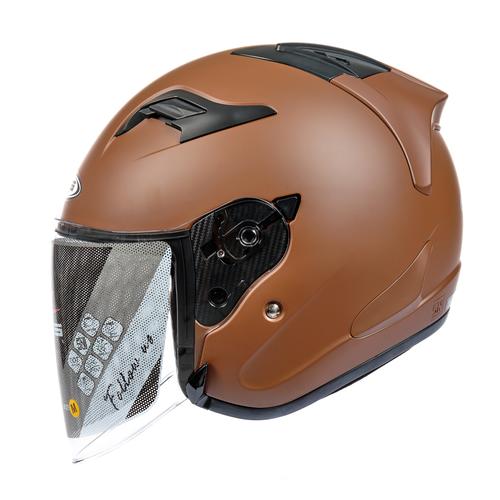 Promo ZEUS ZS 627 MATT BROWN DOFF HALF FACE SINGLE VISOR - M, BASIC ...