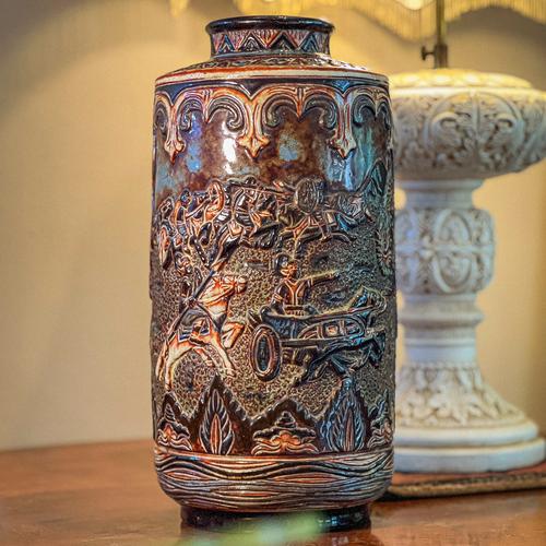 Jual Guci vas Bunga keramik motif wayang meandallai klampok antik jadul ...
