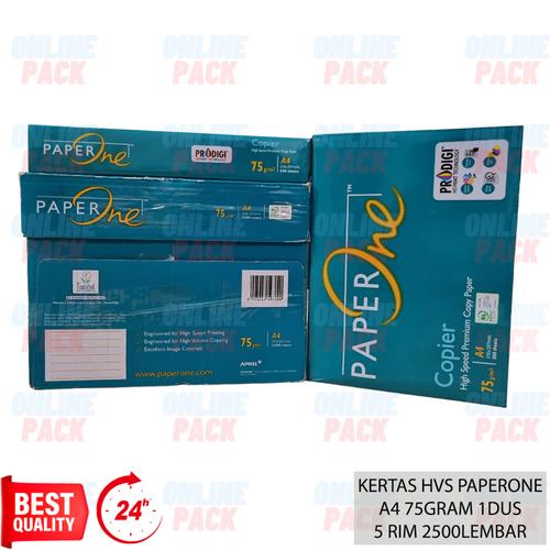 Jual KERTAS HVS PAPER ONE PAPERONE A4 75GR 1 KARTON 2500 LEMBAR PRODIGI ...