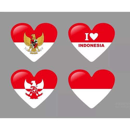 Jual Sticker Hati HUT RI Kemerdekaan Label Bendera Merah Putih I Love ...