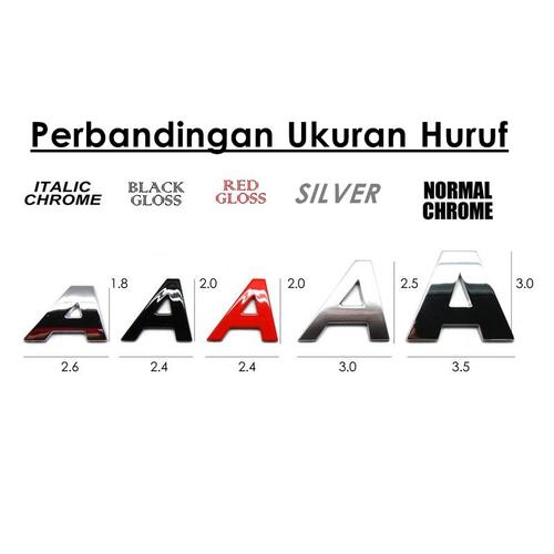 Jual Emblem Mobil Motor Huruf Angka Alfabet Satuan - NORMAL CHROME ...