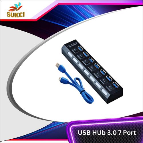 Promo USB Hub 3.0 7 port WIth On off Individual LED Blue Light for ...