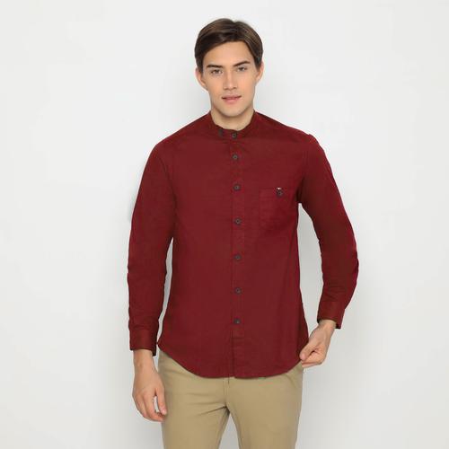 Jual 3993 Kemeja Kantor Panjang Shanghai Pria Merah Maroon Polos ...