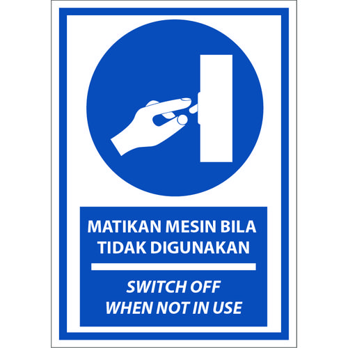 Jual Sign Akrilik K3 Matikan Mesin bila tidak digunakan (2 Bahasa) A3 ...