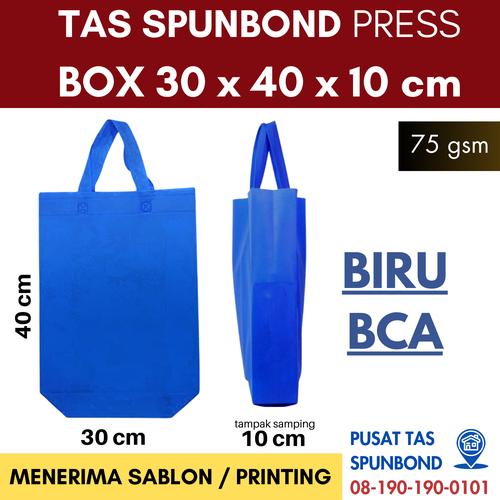 Jual TAS SPUNBOND 1 LUSIN BOX 30x40x10cm BIRU BCA HANDLE TALI GOODIE ...
