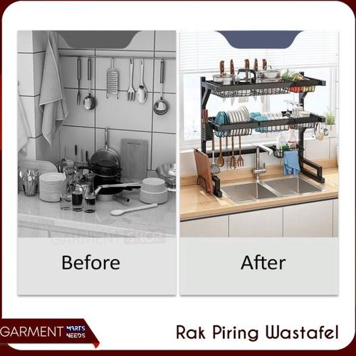 Jual Rak Dapur 2 Tingkat Hitam Wastafel Piring Peralatan Dapur Kokoh ...