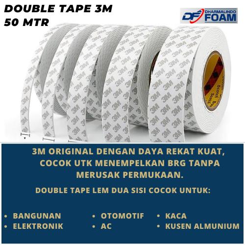 Jual Double Tape 3M 9075i Panjang 50 Mtr dengan lem dua sisi Original ...
