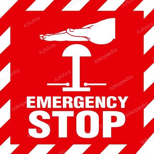 Jual Sticker Stiker Sign Rambu K3 Emergency Stop - 5x5 cm - Kab ...