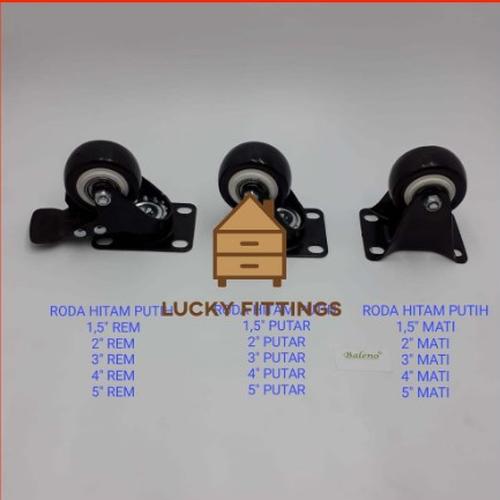 Jual Roda Putih HITAM 5” inch MATI / Caster Trolley Troli Rubber Pu ...