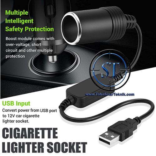 Jual Adapter Plug Mobil USB 5V to 12V Cigarette Plug Power Socket ...
