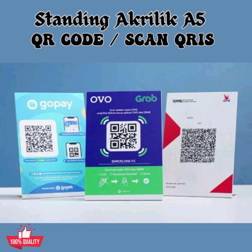 Jual Standing Akrilik A5 + Cetak QR CODE Scan QRIS - Tipe ( T ) - Kab ...