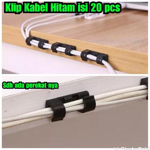 Jual Klip kabel Hitam isi 20 pcs Pengait Kabel isi 20 buah Penjepit ...
