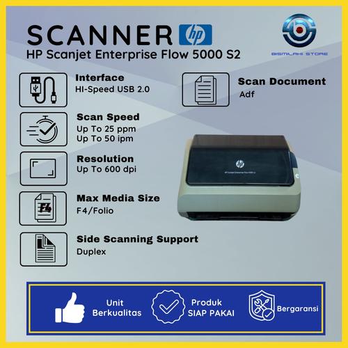 Jual Scanner F4 Folio HP Scanjet Enterprise Flow 5000 S2 Bisa Duplex ...