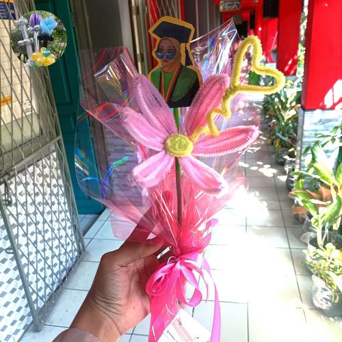 Jual bucket bunga pipe cleaner buket kawat bulu hadiah wisuda ...