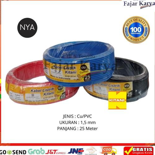 Jual KABEL LISTRIK SNI KITANI NYA TUNGGAL 1.5 mm PANJANG 25 METER MERAH ...