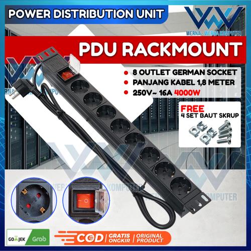 Jual Power Distribution Unit PDU Rackmount Server 8 Outlet 16A 4000W 1,8M - Jakarta Pusat ...