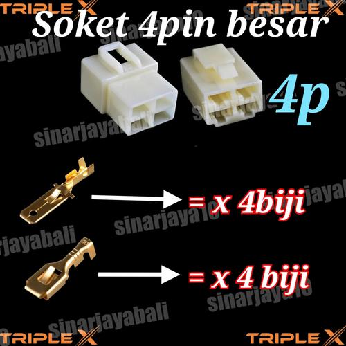 Jual socket 4pin besar soket kabel 4 pin besar motor mobil konektor 4p ...