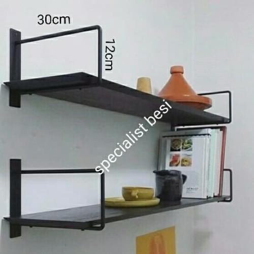 Promo Rak ambalan dinding minimalis melayang - Hitam, 60 x 30 x 2 cm ...