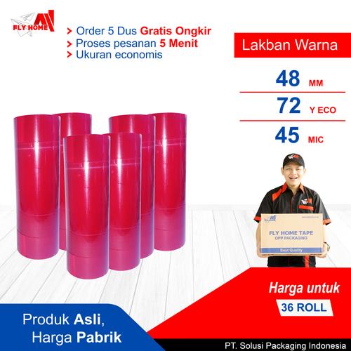 Jual FLYHOME Lakban warna merah 1/2 dus 72 yard 48mm x 72yard 36 roll ...