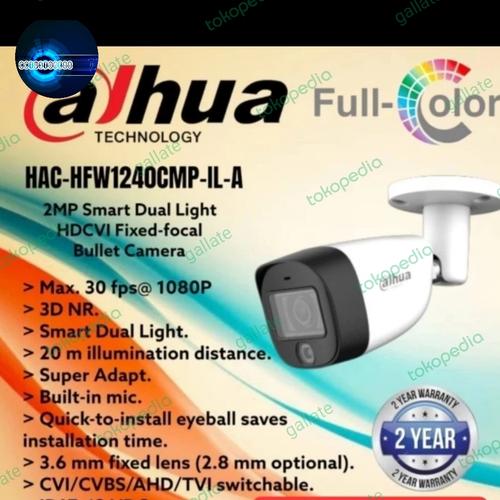 Jual HFW1240CMP-IL-A CCTV OUTDOOR 2MP DAHUA FULL COLOR AUDIO / COLORVU ...