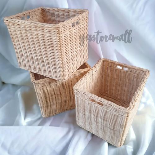 Jual KERANJANG ROTAN PERSEGI PANJANG 35X30X30 CM - Hitam - Kab ...