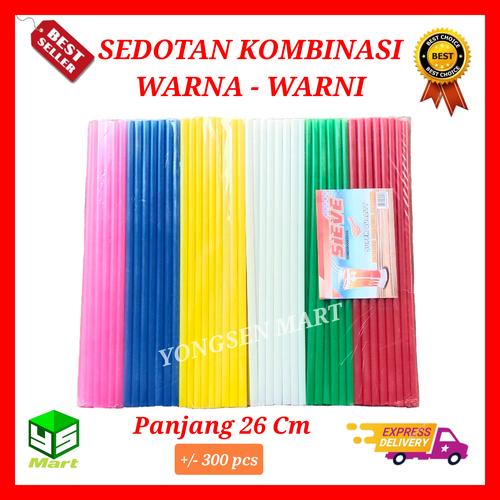 Jual Sedotan plastik kombinasi warna warni panjang 26cm KW1 super ...