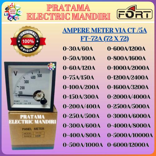 Jual FORT ANALOG AMPERE METER FT-72A FT72 FT72A VIA CT 72X72 72 X 72 ...