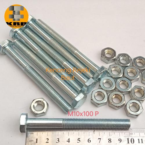 Jual Baut Mur Putih Hex M10x100 / Panjang 10 cm. Kunci 17 - Kab. Sragen ...