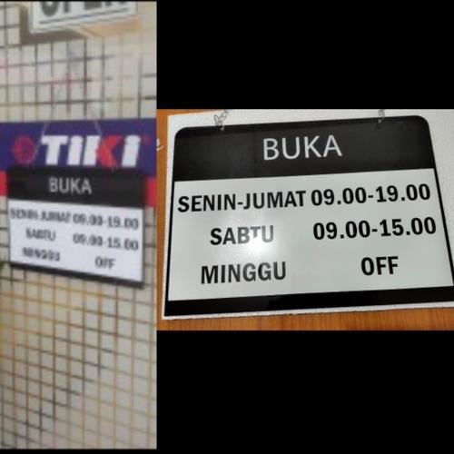 Jual sign gantung tanda tulisan jam buka operasional hour kunjungan ...