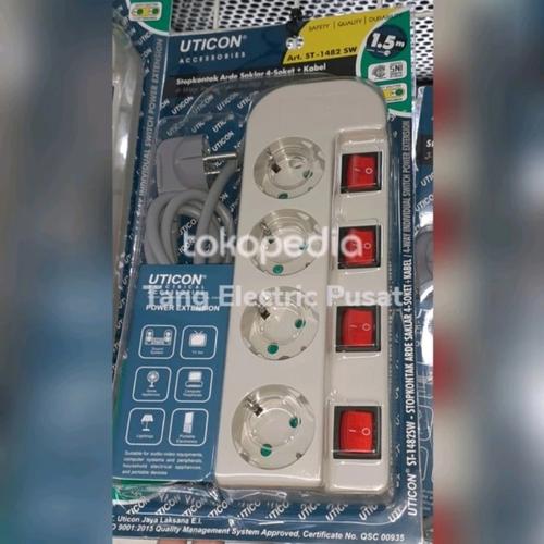 Jual stop kontak uticon 4 Lubang + switch S/K 4L Switch uticon ST 1428 ...