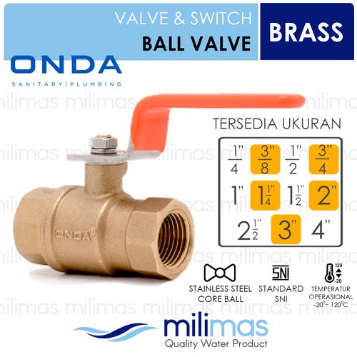 Jual ONDA Ball Valve Kuningan - Brass Ball Valve - 1/2" - Kota Malang - MILIMAS | Tokopedia