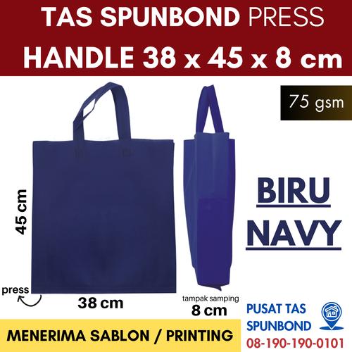Jual 1 Lusin TAS SPUNBOND HANDLE 38x45 cm BIRU NAVY/Tas Sembako/ Tas ...
