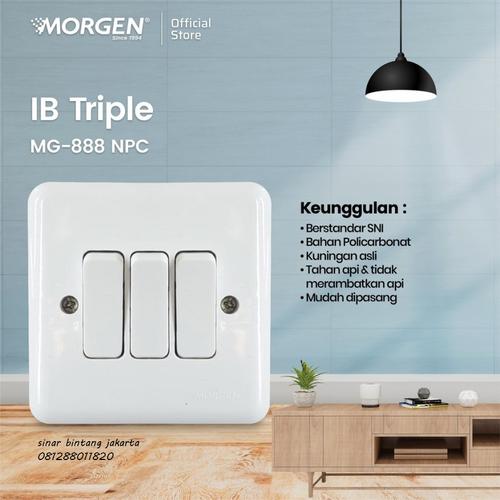 Jual MORGEN IB Saklar Triple 3 Gang MG-888NPC Saklar Tripel Inbow Tanam ...